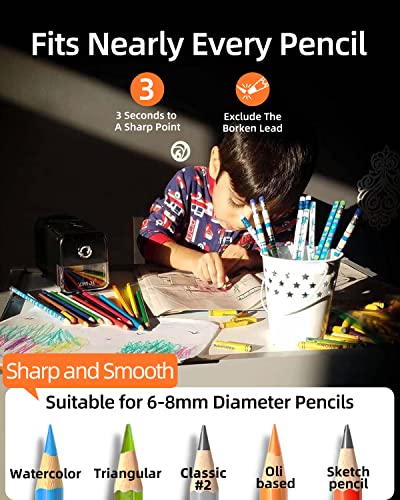 Zmol Electric Pencil Sharpeners,Heavy Duty Classroom Pencil Sharpeners for Colored Pencil,Auto Stop/ 3 Modes to Choose/Super Sharp&Fast/Safe to Kids Automatic Sharpener