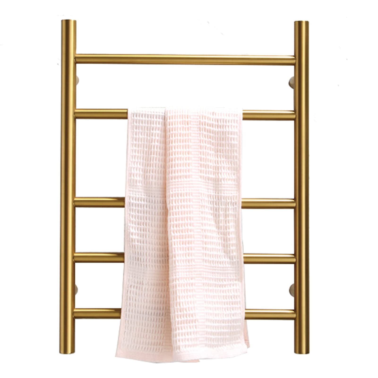 Towel Warmer Drying Rack, Electric Brushed Gold Heated Towel Rail Radiator for Bathroom, Wall Mounted Heated Towel Rack with On/Off Switch, 304 Stainless Steel, 600X520x125mm,Hardwired