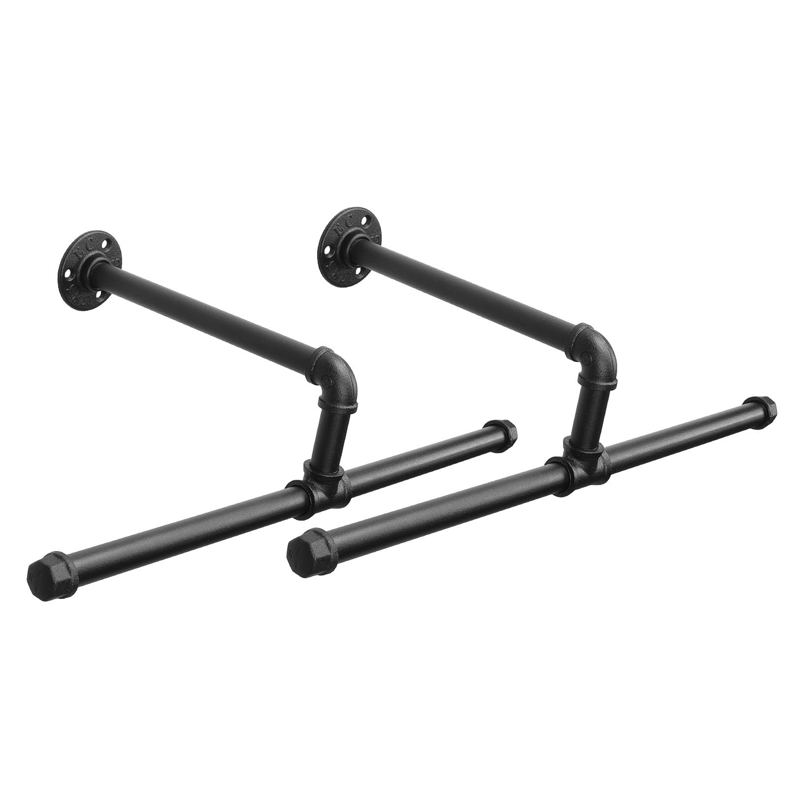 Jeasor Industrial Pipe Clothes Rack Wall-Mounted, Multi-purpose Rustic Vintage Hanging Rod for Space-Saving Storage in Bedroom, Bathroom, and Laundry Room, 2 Pack