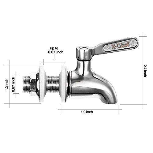 X-Chef Beverage Dispenser Spigot Replacement, Stainless Steel Metal Spigot for Glass Jar & Drink Dispenser