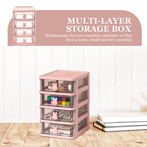 Tofficu 4 Drawer Plastic Storage, Clear Clear Plastic Drawers Storage, 5.3 * 6.7 * 8.3inch Drawer Plastic Drawer Desktop Storage for Craft Organizers And Storage