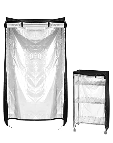 Qwork Storage Shelving Unit Cover, Wire Rack Cover for Shelf 36X14X72in, 210D Oxford Cloth, to Keep Rack Clean, for Your Home, Office, Storage and Garage, Black Cover Only