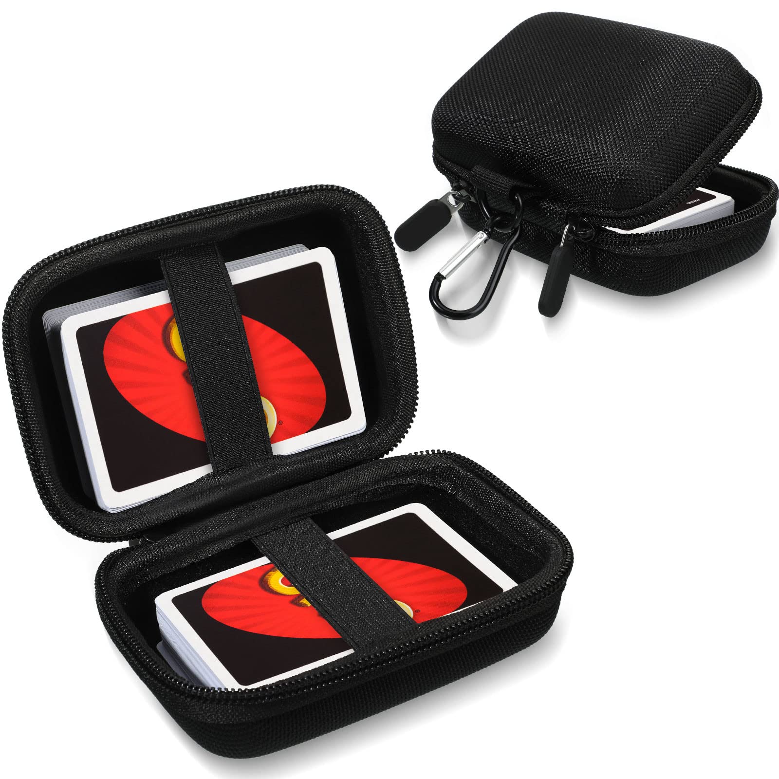 Sanwuta 2 Pcs Playing Card Case EVA Hard Travel Carrying Case for Classic Card Playing Card Box (Not Including Cards)(Small,Black)
