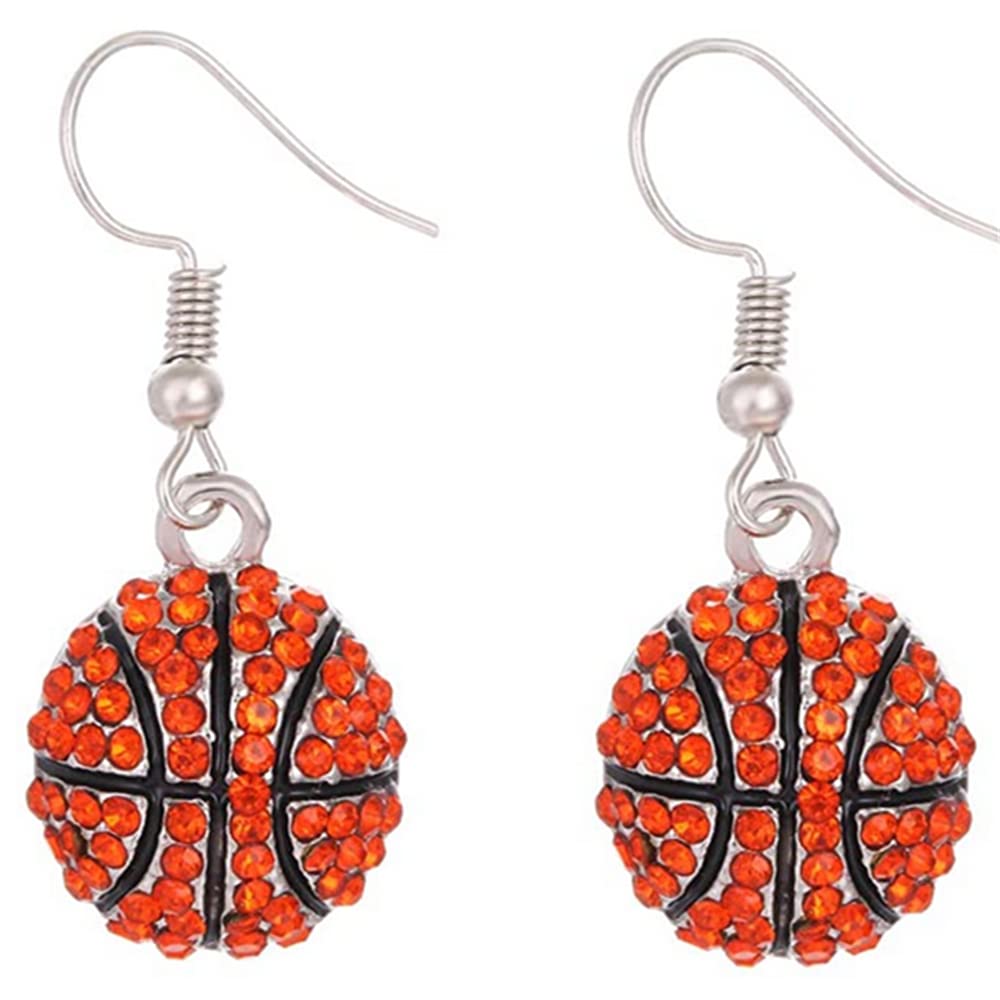 Women's Basketball Football Diamond Drop Dangle Earrings Stud Earrings(basketball dangle)