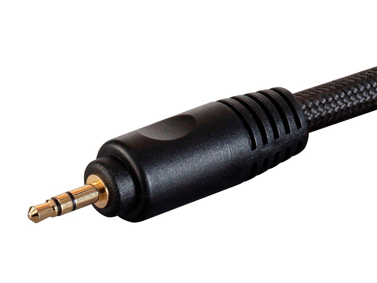 Monoprice 3.5mm to 2-Male RCA Adapter Cable - 15 Feet - Black, Gold Plated Connectors, Double Shielded with Copper Braiding - Onix Series