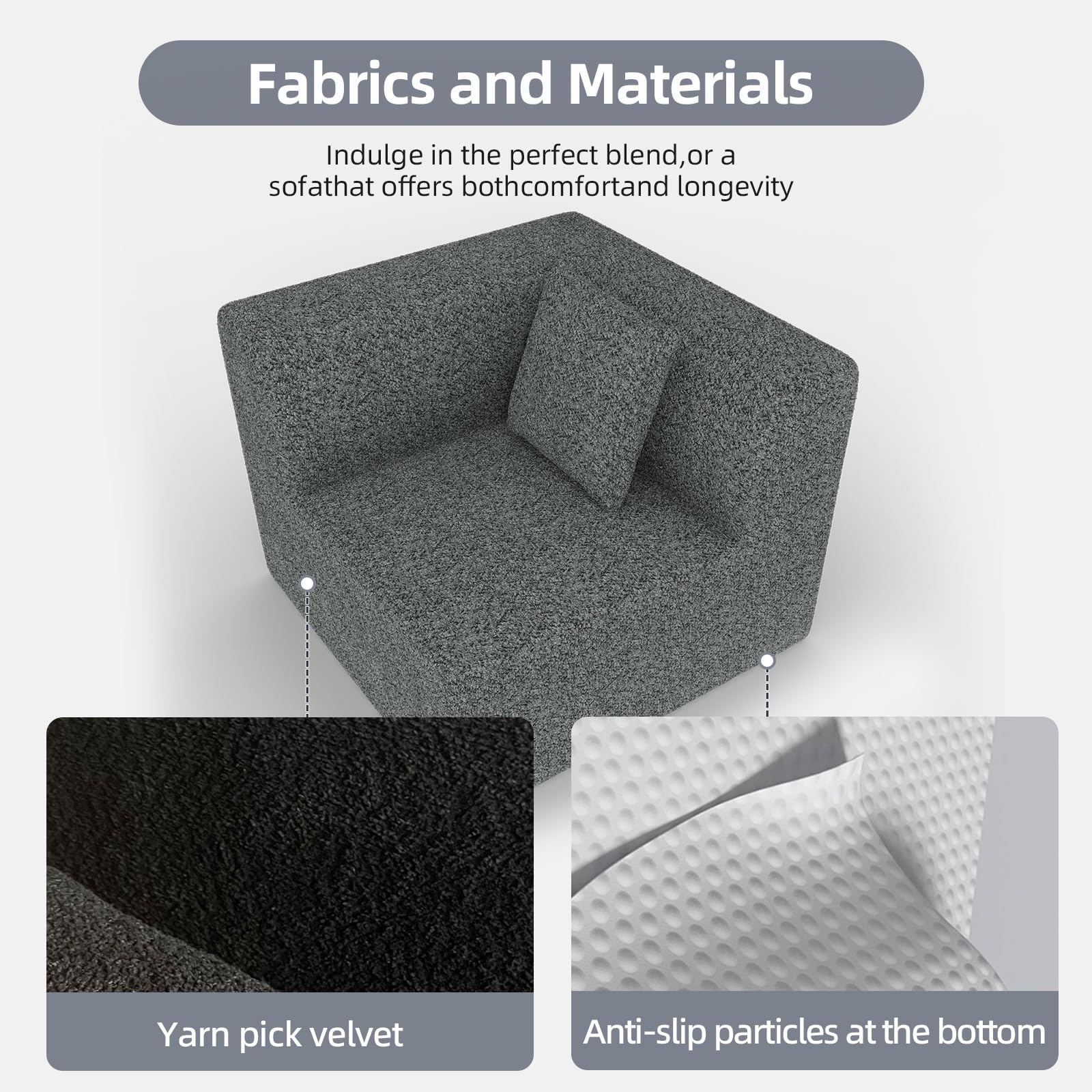 Purgreen Modern Living Room Modular Sofa Set, Separate Design can be Freely Combined, Removable and Easy to Clean, with Ottoman can be Converted to U/L Shaped Sofa Recliner (Black,Corner Sofa)