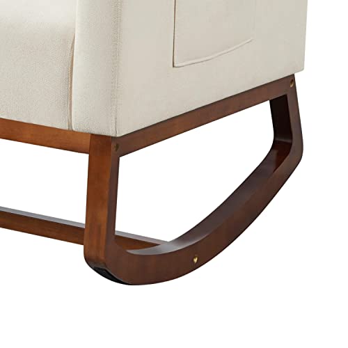 Yaheetech Rocking Chair Nursery,Glider Chair Modern Accent Chair with Side Pocket Living Room High Back Armchair for Living Room Lounge, Beige