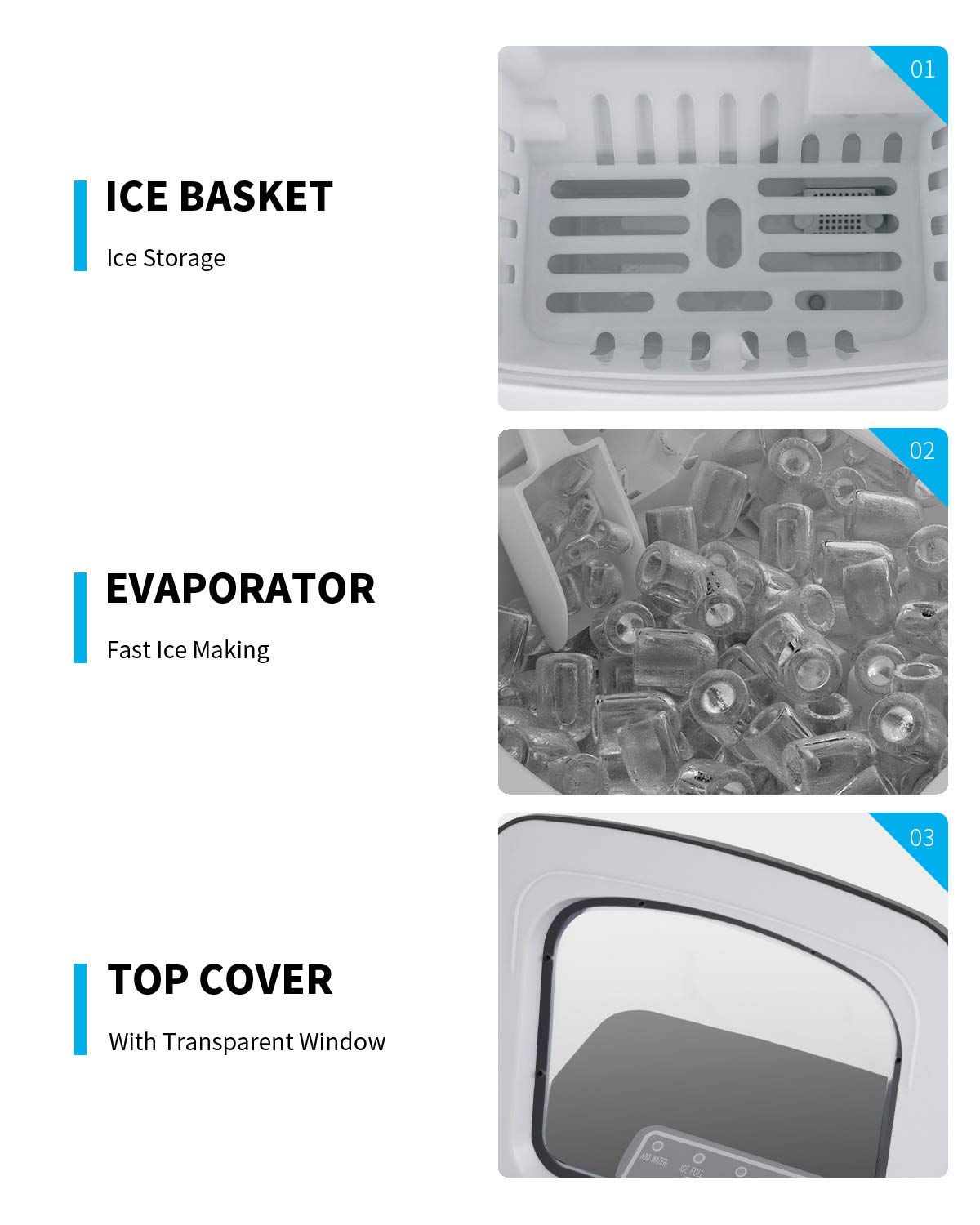 KUPPET Ice Maker Machine for Countertop, Portable Ice Cube Makers, Make 26 lbs ice in 24 hrs,Ice Cube Rready in 6-8 Mins with Ice Scoop and Basket for Home/Office/Bar (Black)
