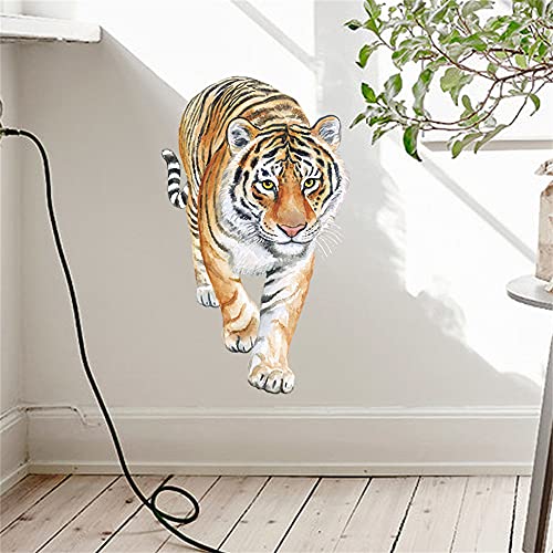 ROFARSO Lifelike Cool Tiger Jungle Animal Wall Stickers Removable Wall Decals Art Decorations Decor for Bedroom Living Room Murals