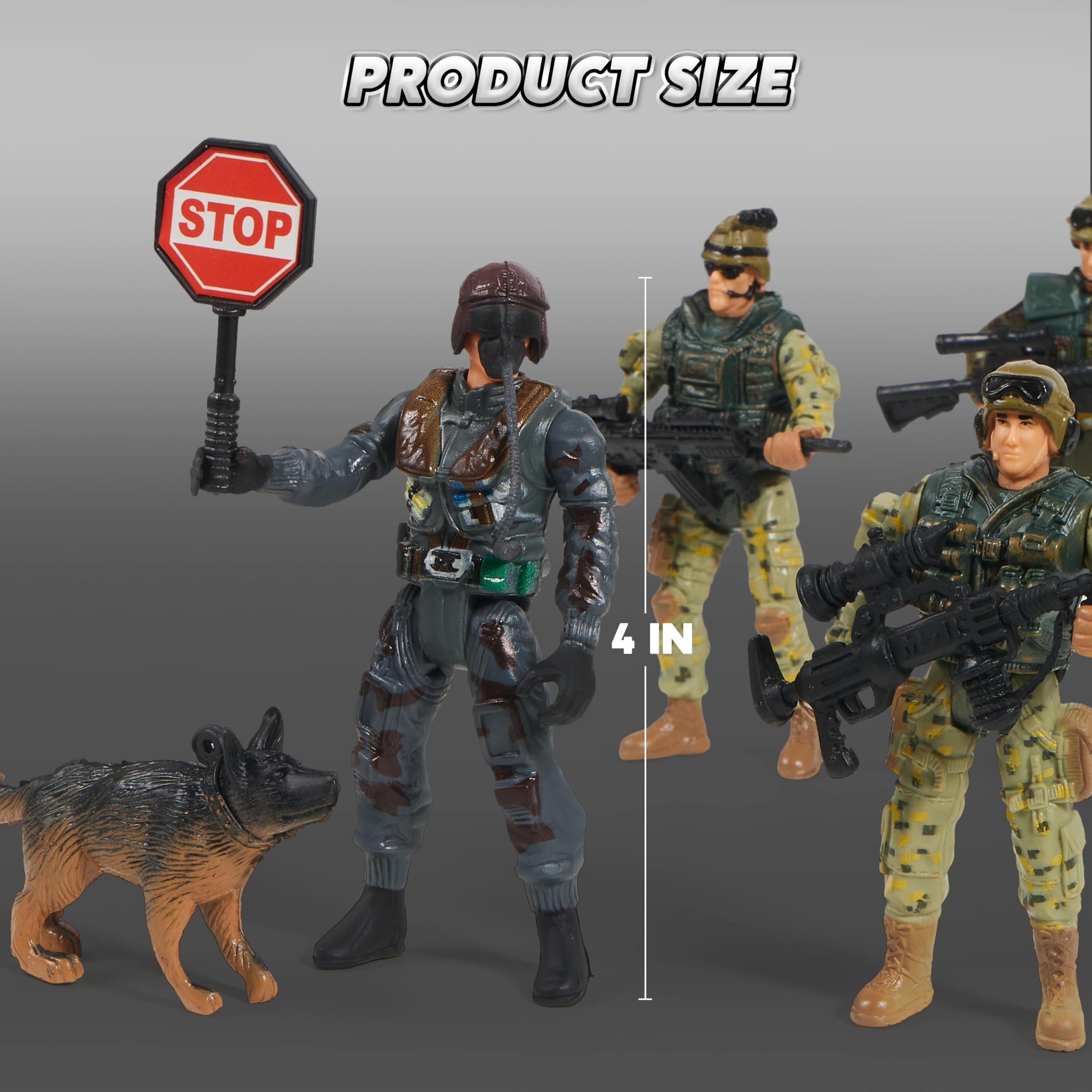 JOYIN 16 PCs Army Men Playset with 12 Realistic Army Ranger Men Action Figures and Weapon Gear Accessories, Military Soldiers Action Figures Playset for Boys Gift