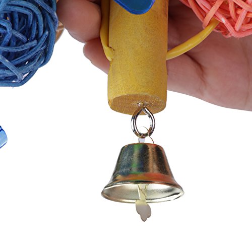 Messar 2 Pack Bird Chew Toys with Bells for Parrots Lovebirds Hanging Cage Toy