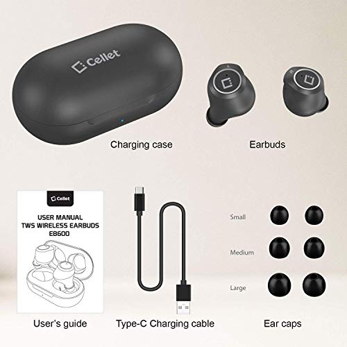 Wireless V5 Bluetooth Earbuds Compatible with Samsung Galaxy S20+ 5G with Charging case for in Ear Headphones. (V5.0 Black)