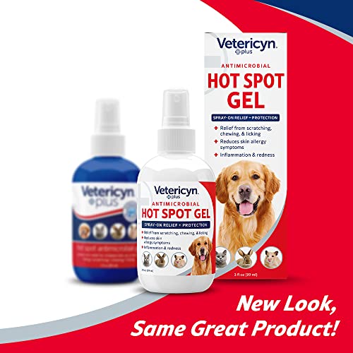 Vetericyn Plus Hot Spot Hydrogel. Soothing Relief and Protection for Itchy or Irritated Skin, Rashes and Sores. Safe for Dogs, Cats and All Animals (3 oz / 89 mL)