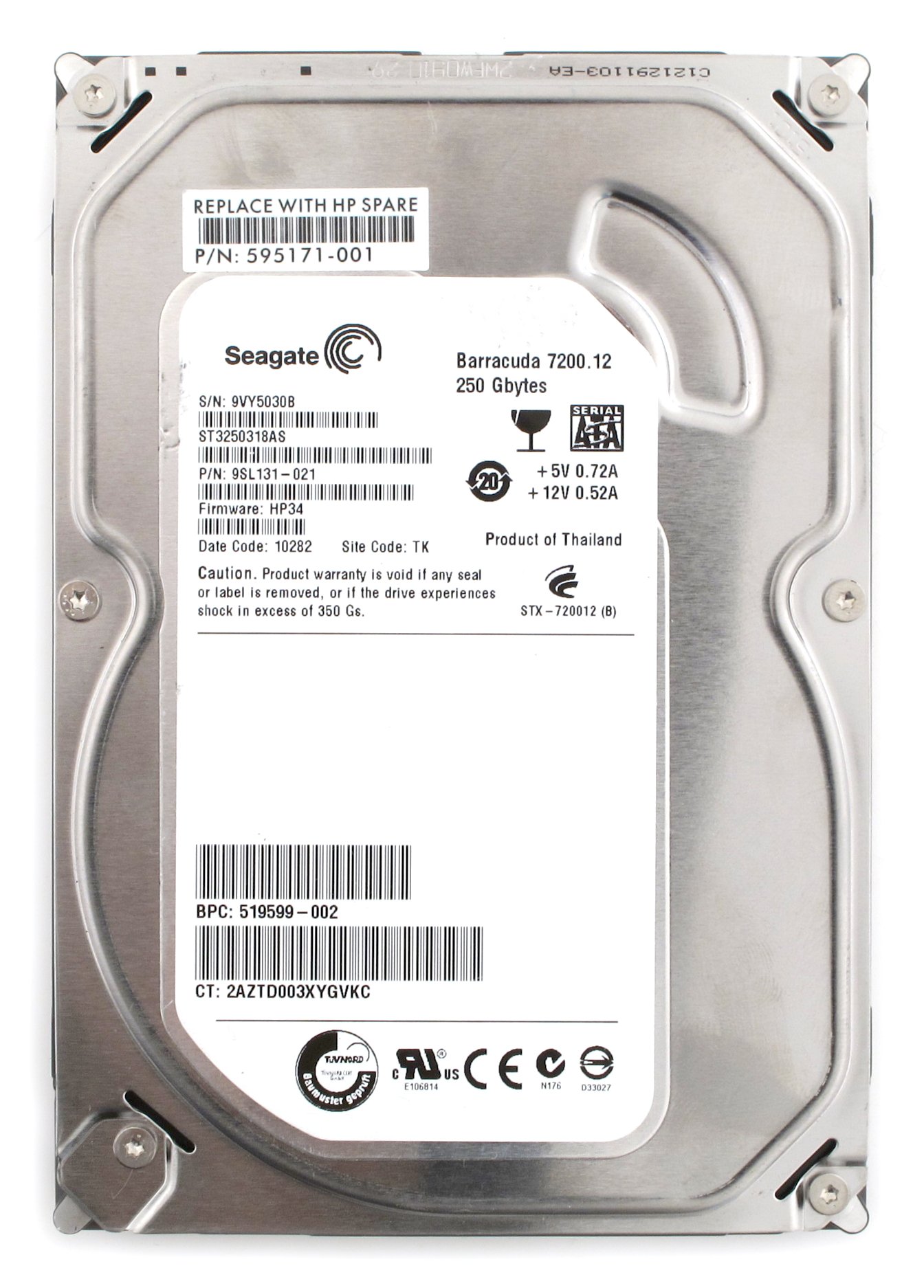 Seagate Barracuda 250GB Internal Hard Disk Drive HDD 3.5 in 7200RPM SATA (ST3250318AS 9SL131)