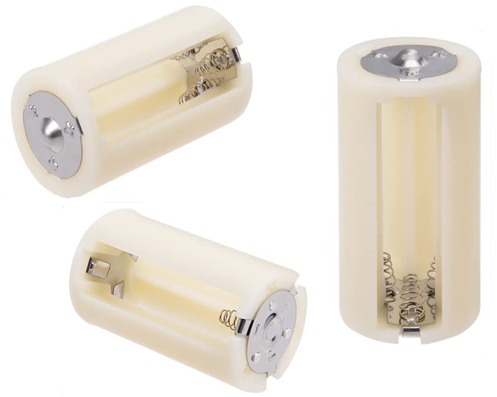 GFORTUN 5PCS 3x1.5V AA to D Size Parallel Battery Convertor Adapter Holder Connection Off White Cylinder Battery Storage Case for Flashlight