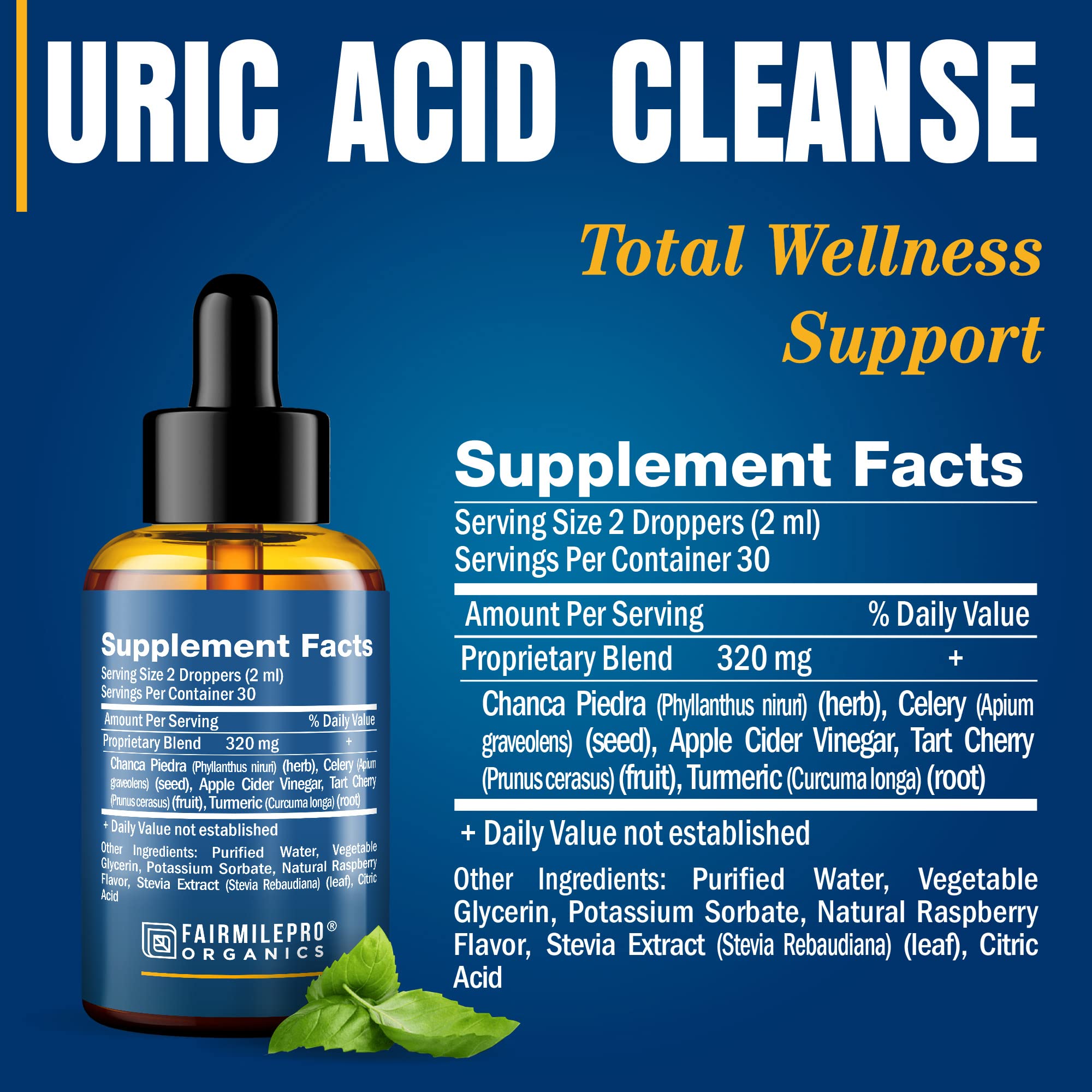 FAIRMILE Uric Acid Cleanse with Tart Cherry 9600mg - Made in USA - Joint Comfort & Detoxification - Liquid Uric Acid Support Formula for High BioAvailability
