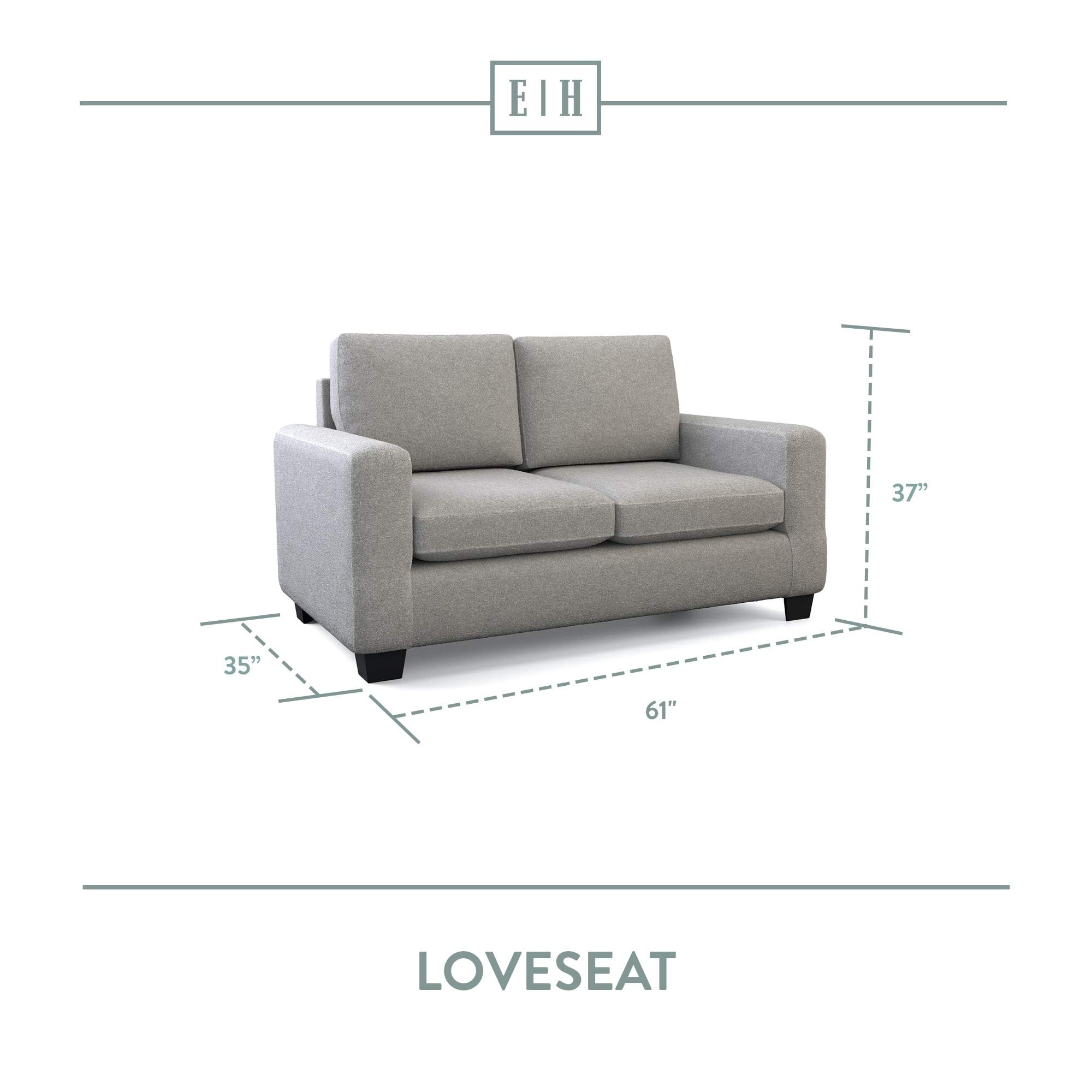 Edenbrook Wasatch Upholstered Loveseat with Track Arms β Mid Century Modern Couch, Loveseat, Dove Gray