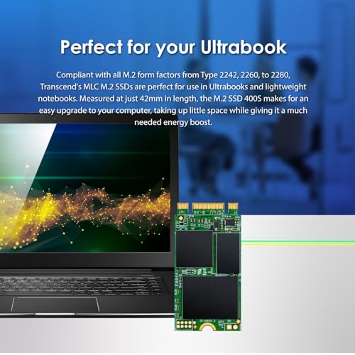 Transcend 32GB MTS400S M.2 2242 SATAIII SSD, Internal Solid State, Compatible with Laptop & PC Desktop, MLC - TS32GMTS400S