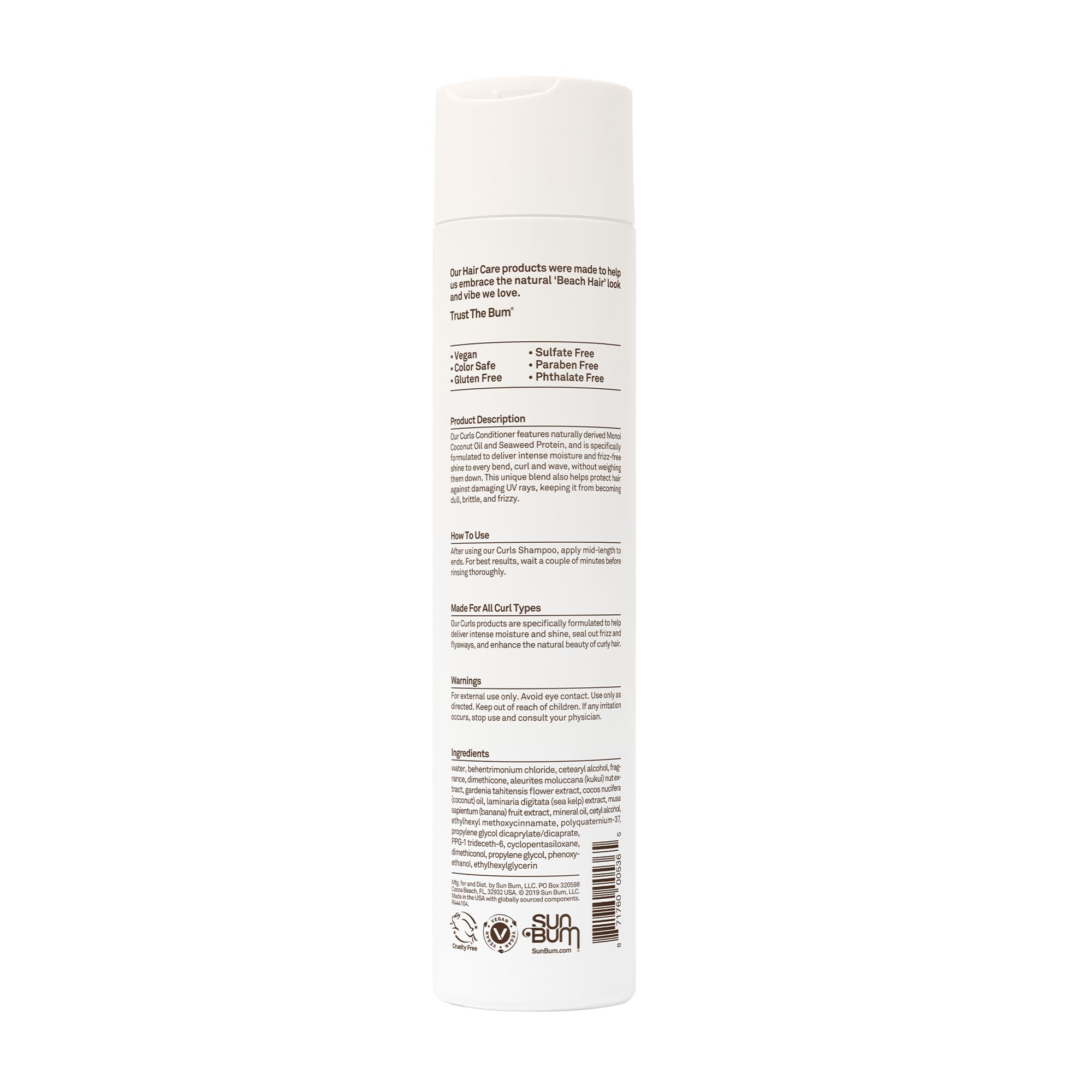 Sun Bum Curls Conditioner | Vegan and Cruelty Free Moisturizing Hair Treatment for Wavy and Curly Hair | 10 oz