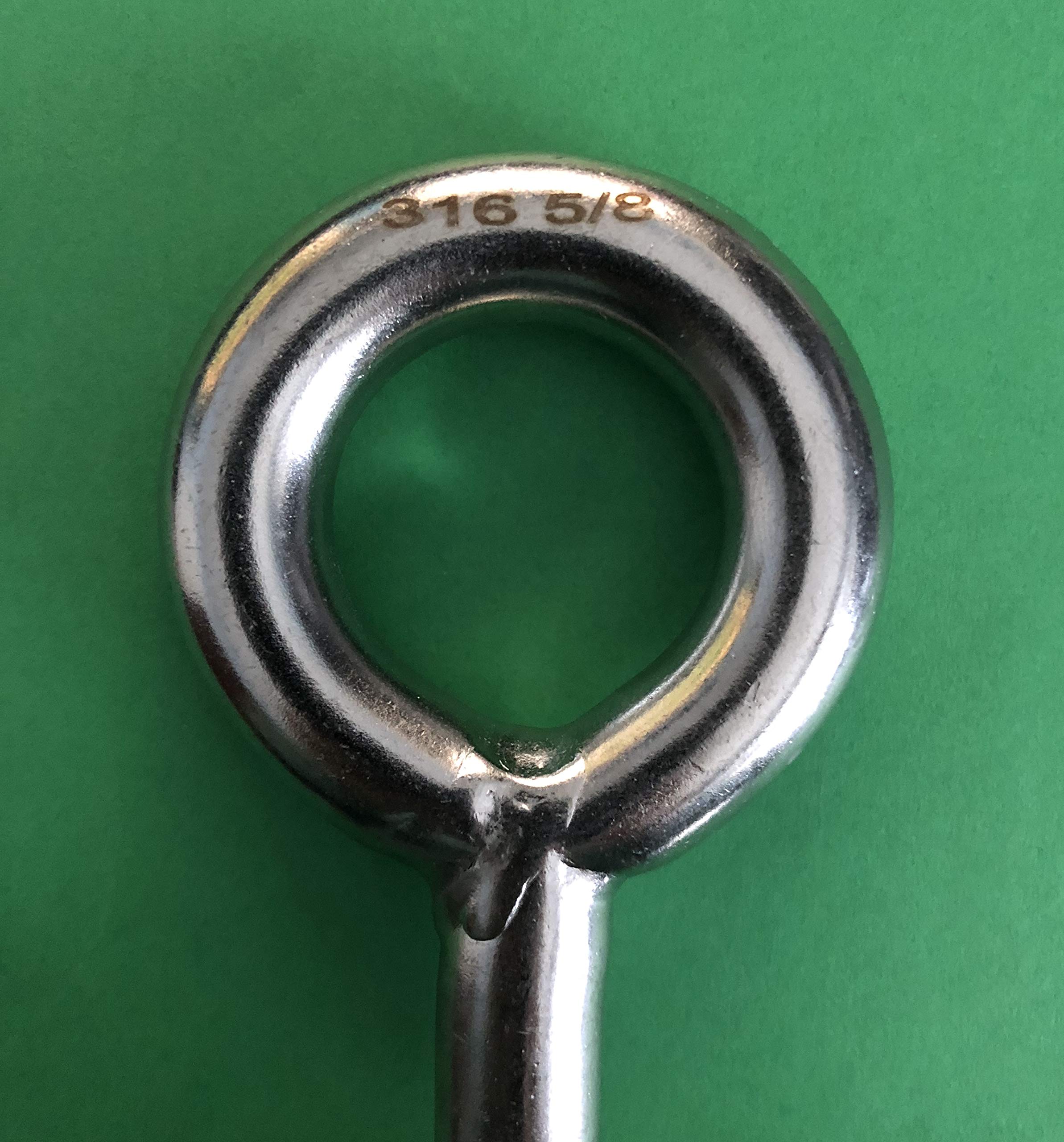 US STAINLESS Stainless Steel 316 Eye Bolt 5/8" x 8" UNC Short Thread Marine Grade Pitch of 11
