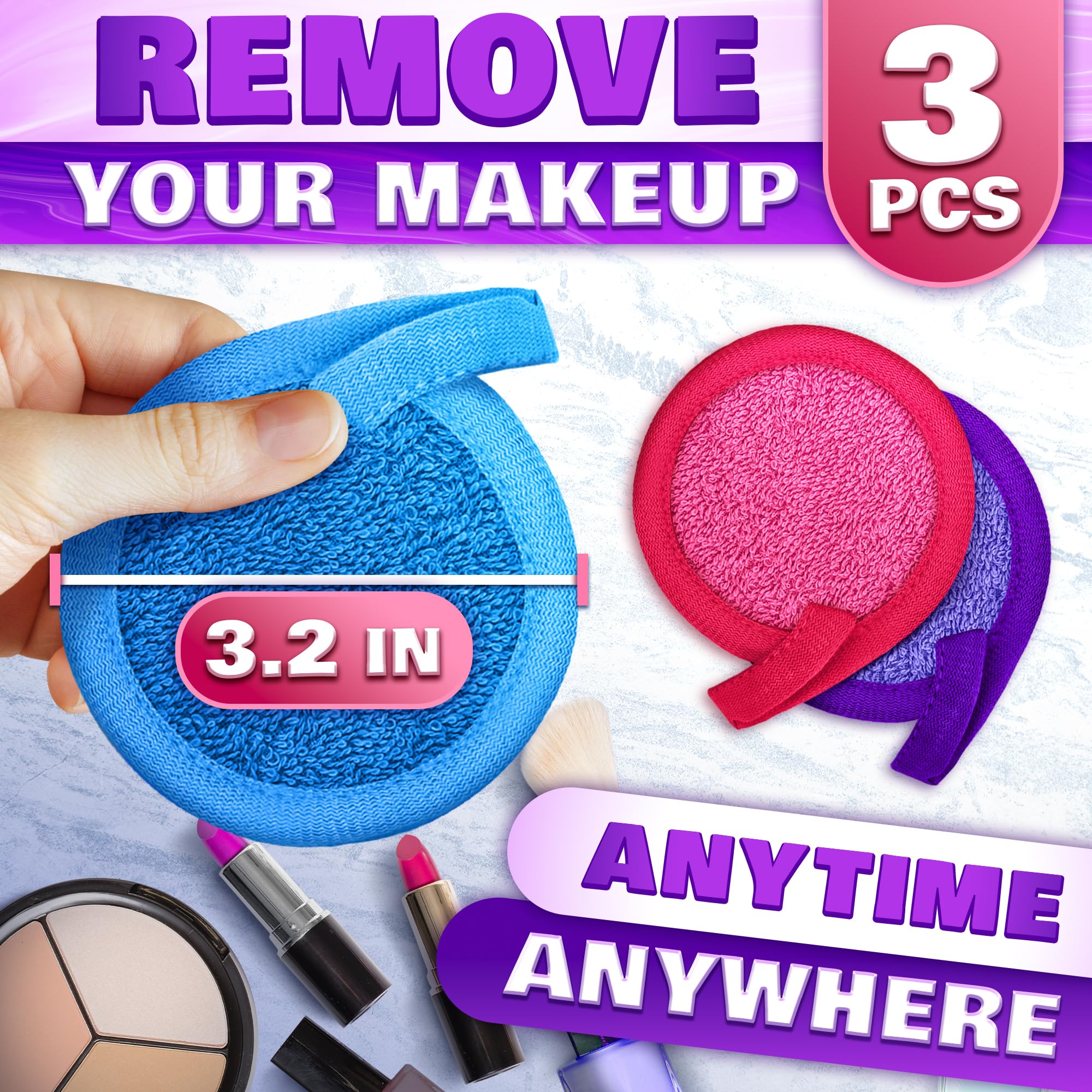 Makeup Remover Cloth Exfoliating Face Scrub - 3Pcs Microfiber Cloth Facial Blackhead Remover Reusable Eye Makeup Remover Pads Face Cleansing Wipes for Women, Men - Exfoliating Washcloth Acne Wipes