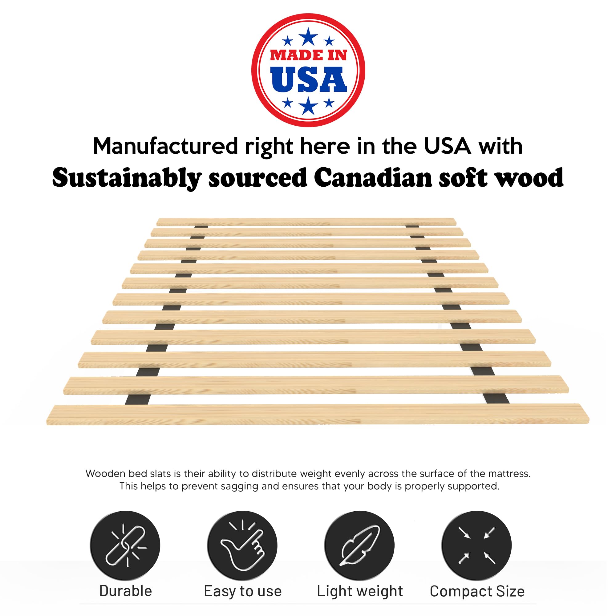 Mayton, 0.68-Inch Heavy Duty Horizontal Mattress Support Wooden Bunkie Board/Bed Slats, Twin, Beige