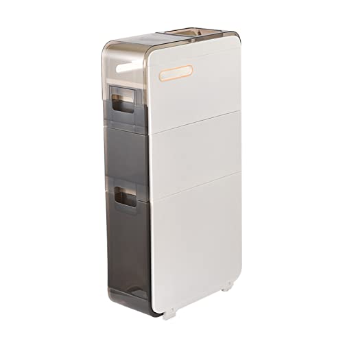 QQXX Freestanding Bathroom Floor Cabinet,Large 2/3/4 Tier Narrow Dresser,with Clear Drawers & Wheels Slim Toilet Storage Drawers Tower,for Small Spaces and Gaps, Toilet Bathroom Storage Floor Cabinet