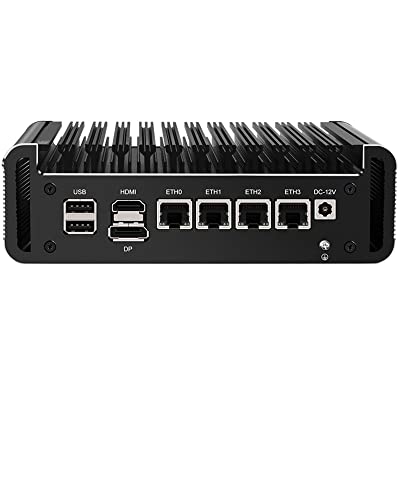 KingnovyPC Upgrade Firewall Micro Appliance, 4 Port i226 2.5GbE LAN Fanless Mini PC Celeron N5105, XL Size,Barebone, 4* USB, HDMI, DP, Ethernet AES-NI VPN Router PC, Openwrt