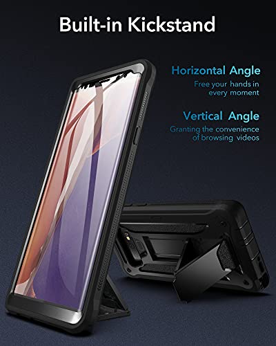 YOUMAKER Kickstand Case for Galaxy Note 9, Full Body with Built-in Screen Protector Heavy Duty Protection Shockproof Rugged Cover for Samsung Galaxy Note 9 6.4 Inch - Black