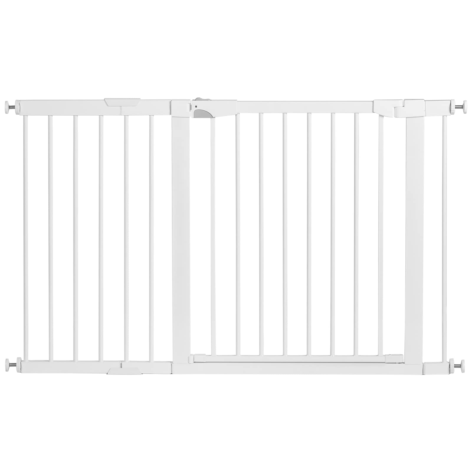 Cowiewie Baby Gate for Stairs, 29.5-51.6" Extra Wide Walk Through Dog Gate with Door, Auto-Close Metal Safety Gate with Extensions for Doorways and Halls, Pressure Mounted No Drilling