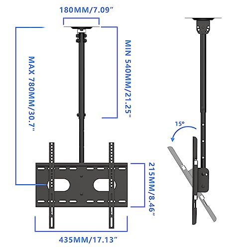 Suptek Ceiling TV Mount Fits Most 26-55 inch LCD LED Plasma Panel Display with Max VESA 400x400mm Loaded up to 45kg/100lbs Height Adjustable MC4602