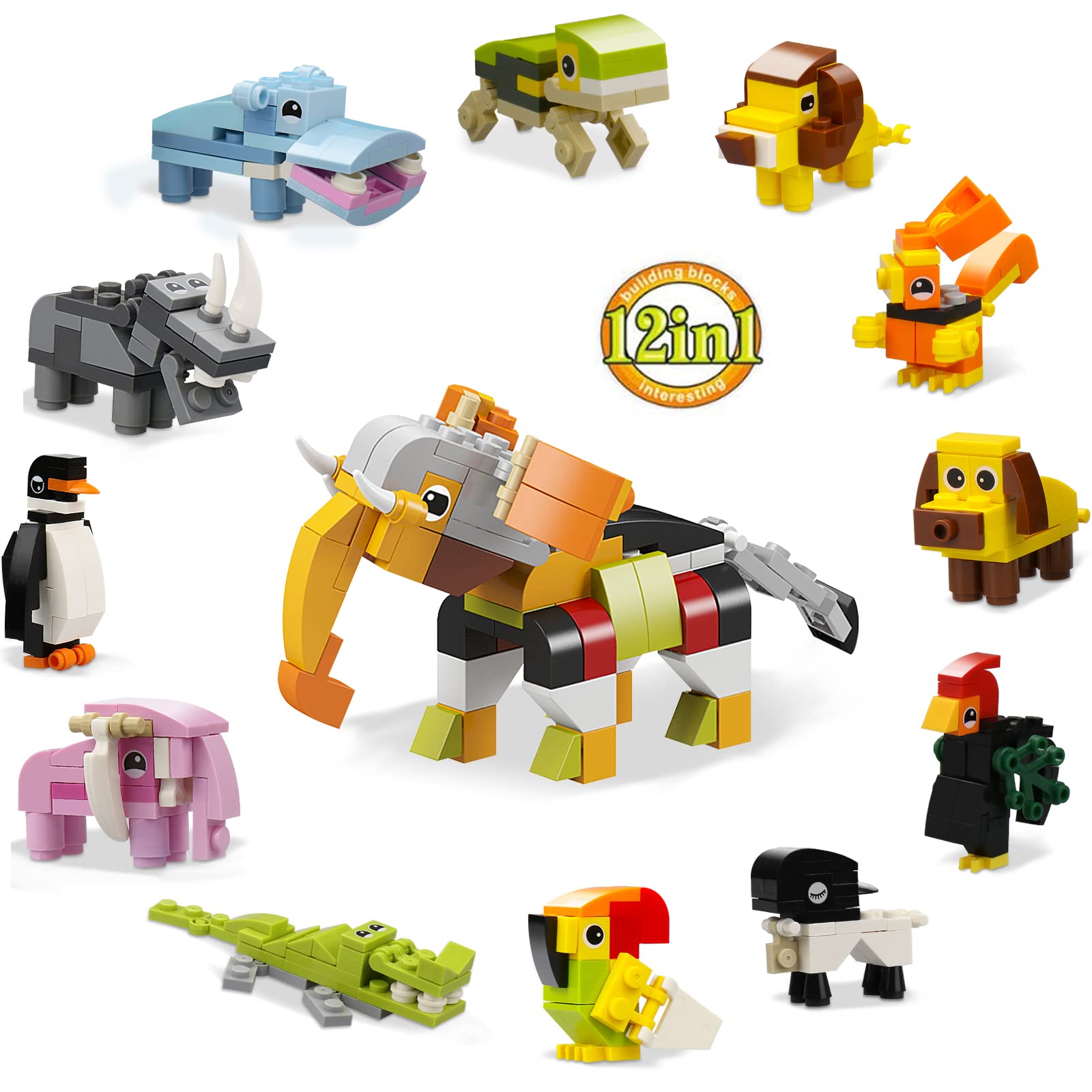 JOYPRO 12 Animals Building Blocks Valentines Gifts Exchange Party Favors for Kids