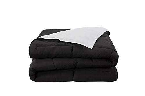 VCNY Home - Queen Bed in a Bag, Reversible 7-Piece Bedding Set, Stylish Room Decor (Lincoln Black/White, Queen)