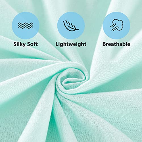 TILLYOU 2 Pack Mini Crib Fitted Sheets, Stretchy Soft Jersey Knit Portable Mini Pack n Play Playard, Playpen Bedding Sheet for Baby, Light Green & Light Gray