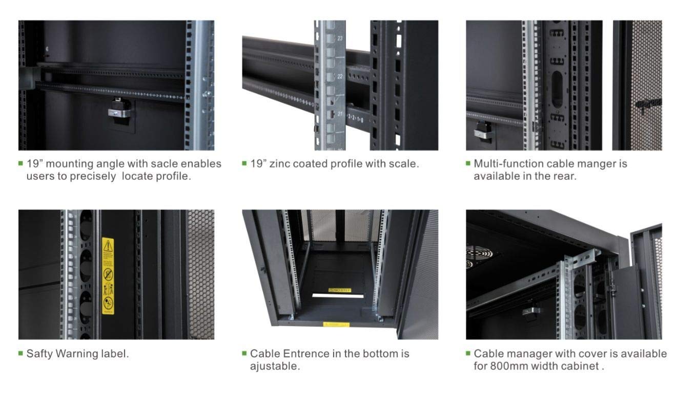RAISING ELECTRONICS 42U Internet/Network Server Cabinet, 19 inch Installation, 1000mm Depth