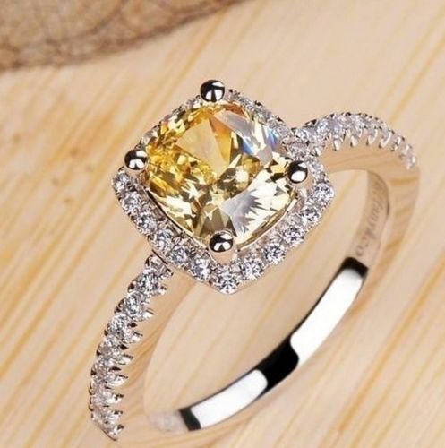 Promsup Gorgeous 925 Silver Princess Cut White Sapphire Wedding Band Ring Women Jewelry (8)