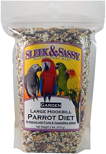 SLEEK & SASSY NUTRITIONAL DIET Garden Large Hookbill Parrot Food for Large Conures, Amazons, African Greys, Cockatoos, Pionus-Parrots & Small Macaws (2 lbs.)