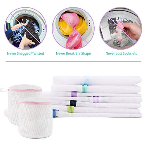 Wanapure 9Pcs Mesh Laundry Bag for Delicates, Lingerie Bags for Laundry - (1 Large & 4 Medium & 2 Small & 2 Bra Bags) for Garment, Underwear, Sock, Baby Clothes, Sweater, Travel, Washing Machine