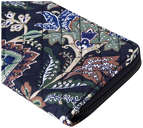 Vera Bradley Women's Cotton Accordion Wristlet With RFID Protection, Java Navy Camo - Recycled Cotton, One Size