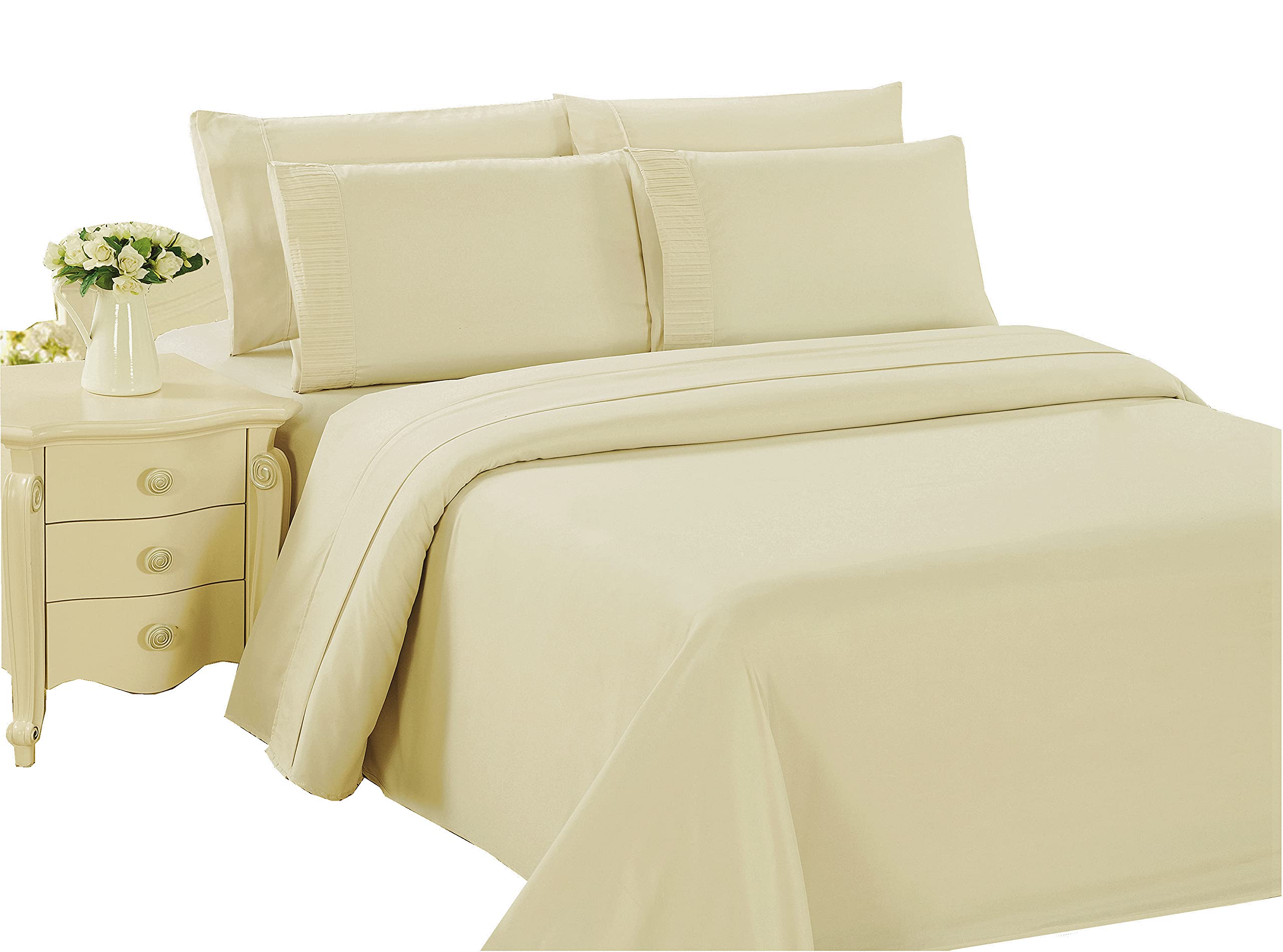 Marina Decoration Ultra Soft Silky Zipper Solid Rayon Derived from Bamboo All Season 3 Pieces Duvet Cover Set with 2 Pillowcases, Ivory Color King Size