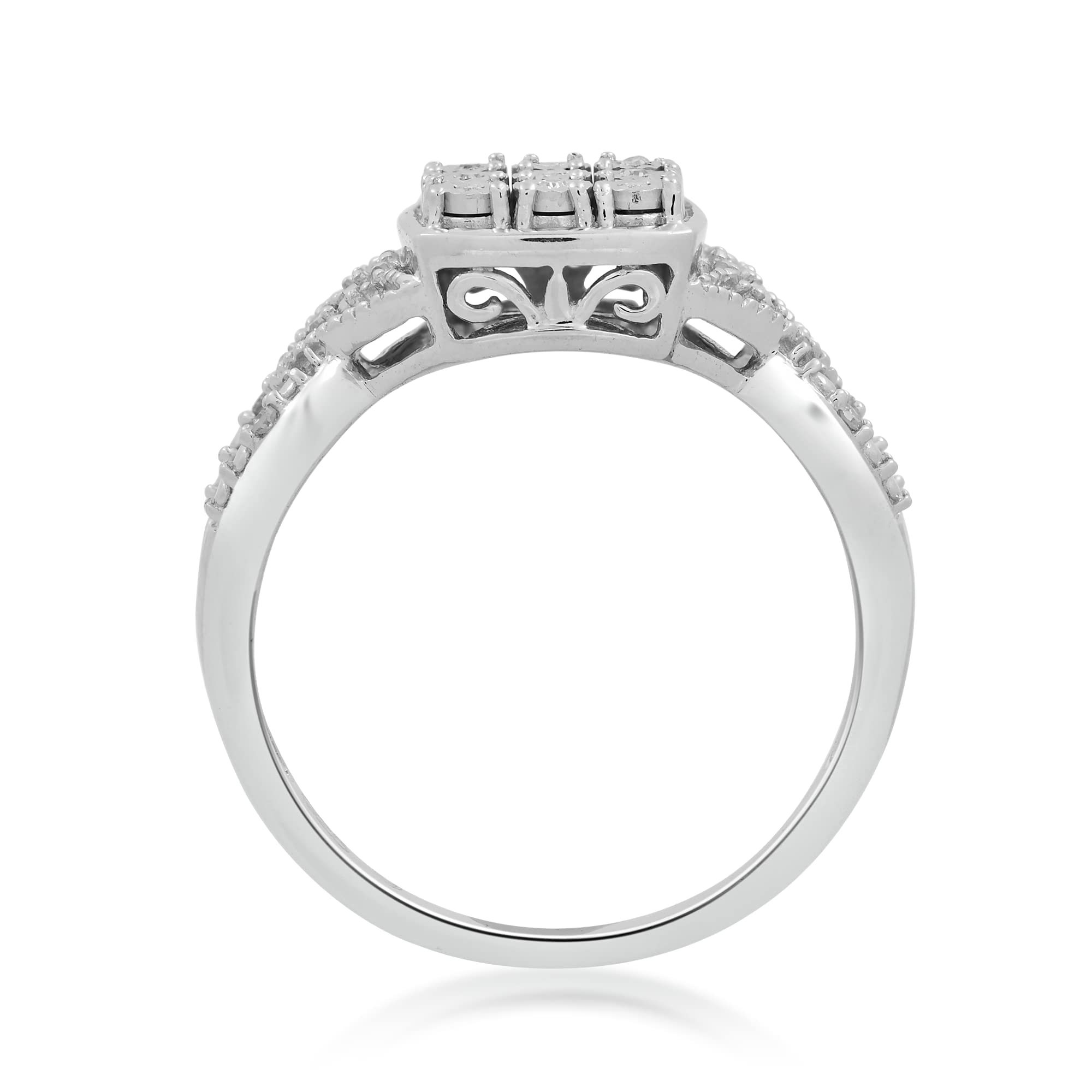 Jewelili Sterling Silver Natural White Round Diamond Accent Miracle Set Anniversary Ring, Size 7