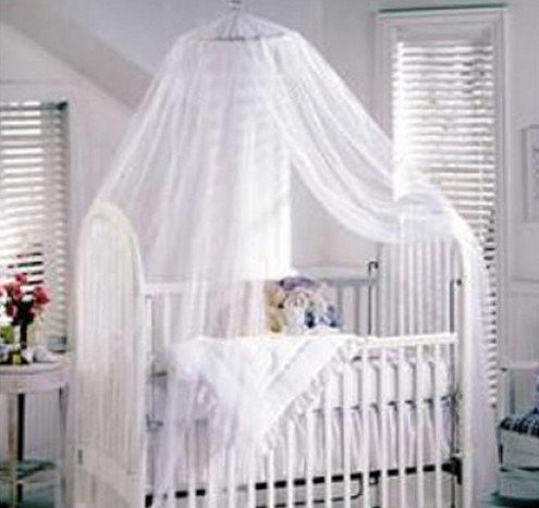 Ushoppingcart Baby Mosquito Net Baby Toddler Bed Crib Canopy Netting -Soft and Stretchy Baby Netting-Made of See-through Mesh Cloth with 25 Holes per Square Centimeter-Add Elegance to Your Precious Baby Toddler's Room With 1Free Keyring(White)