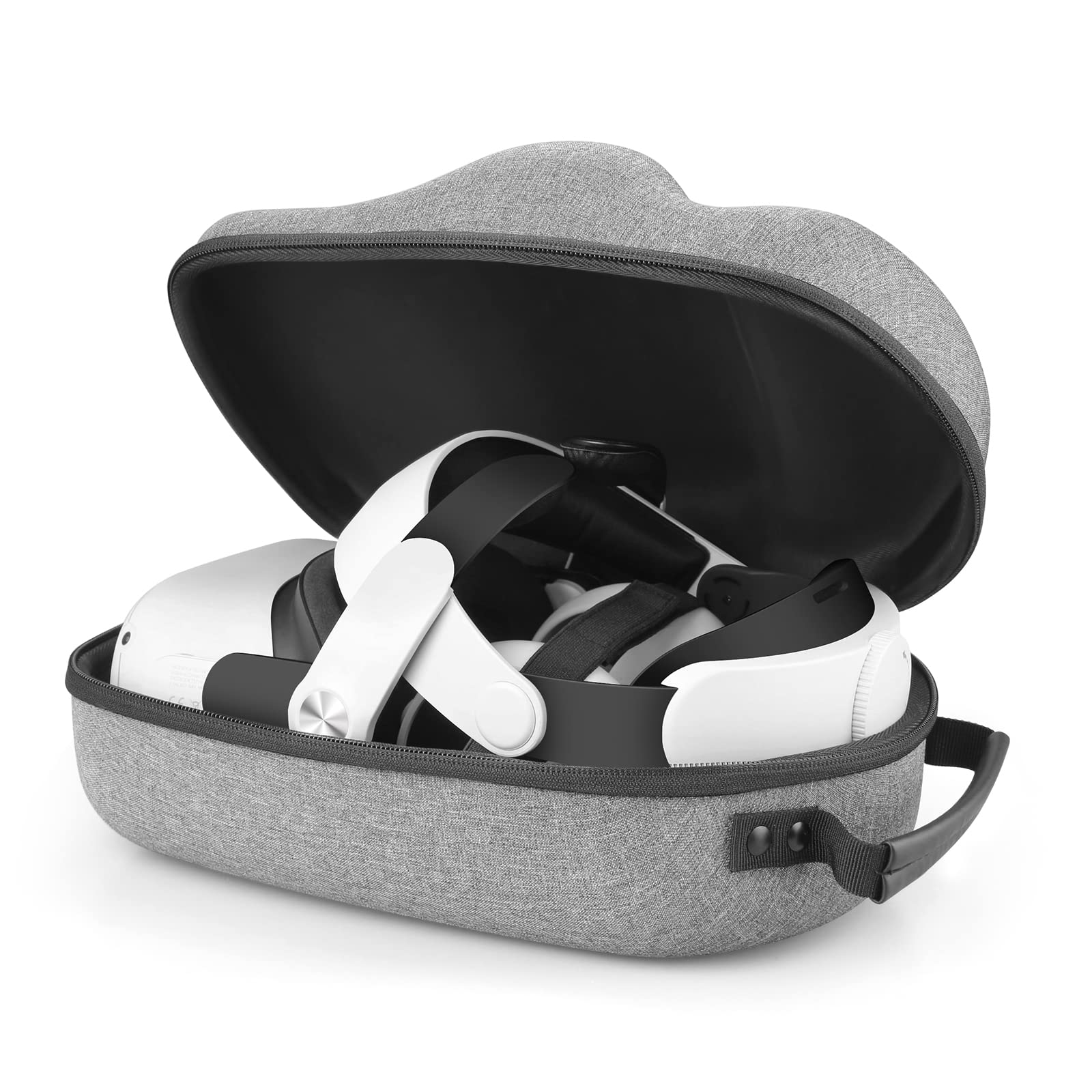 Vakdon Hard Carrying Case Compatible with Meta/Oculus Quest 2 VR Headset, Elite Strap, Touch Controllers and Other Accessories, Ultra-Sleek Design, Perfect for Travel and Storage (Grey)