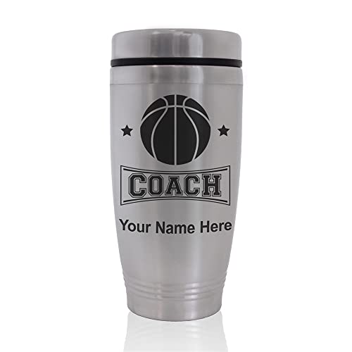SkunkWerkz Commuter Travel Mug, Basketball Coach, Personalized Engraving Included