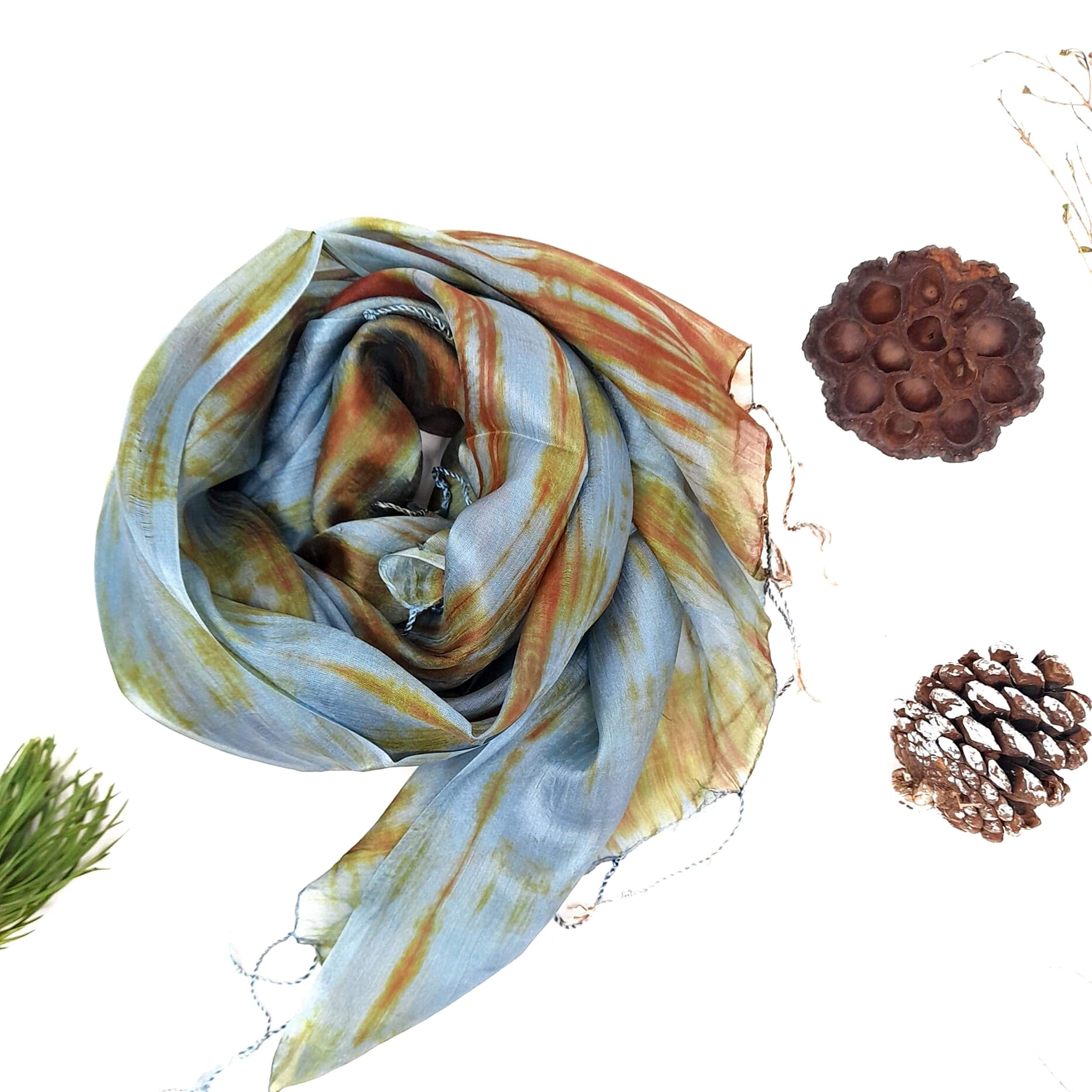 Millie & Boo Silk Scarf | Woman's 100% Silk Scarves Shawls and Wraps for Evening Dresses | Blue Green Silk Scarf