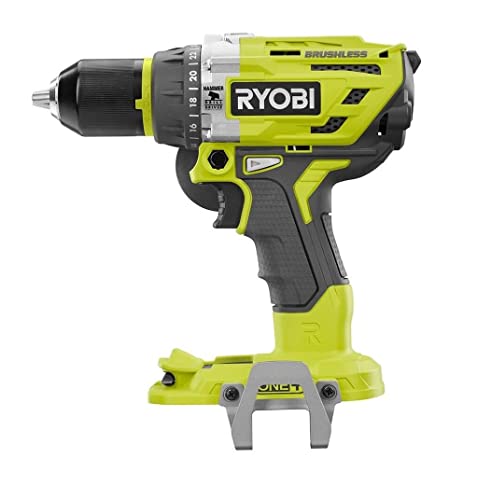Ryobi P251 One+ 18V Lithium Ion 750 Inch Pound Brushless Hammer Drill Driver w/ 3 Drilling Modes, 24 Position Clutch, and Ergonomic Handle