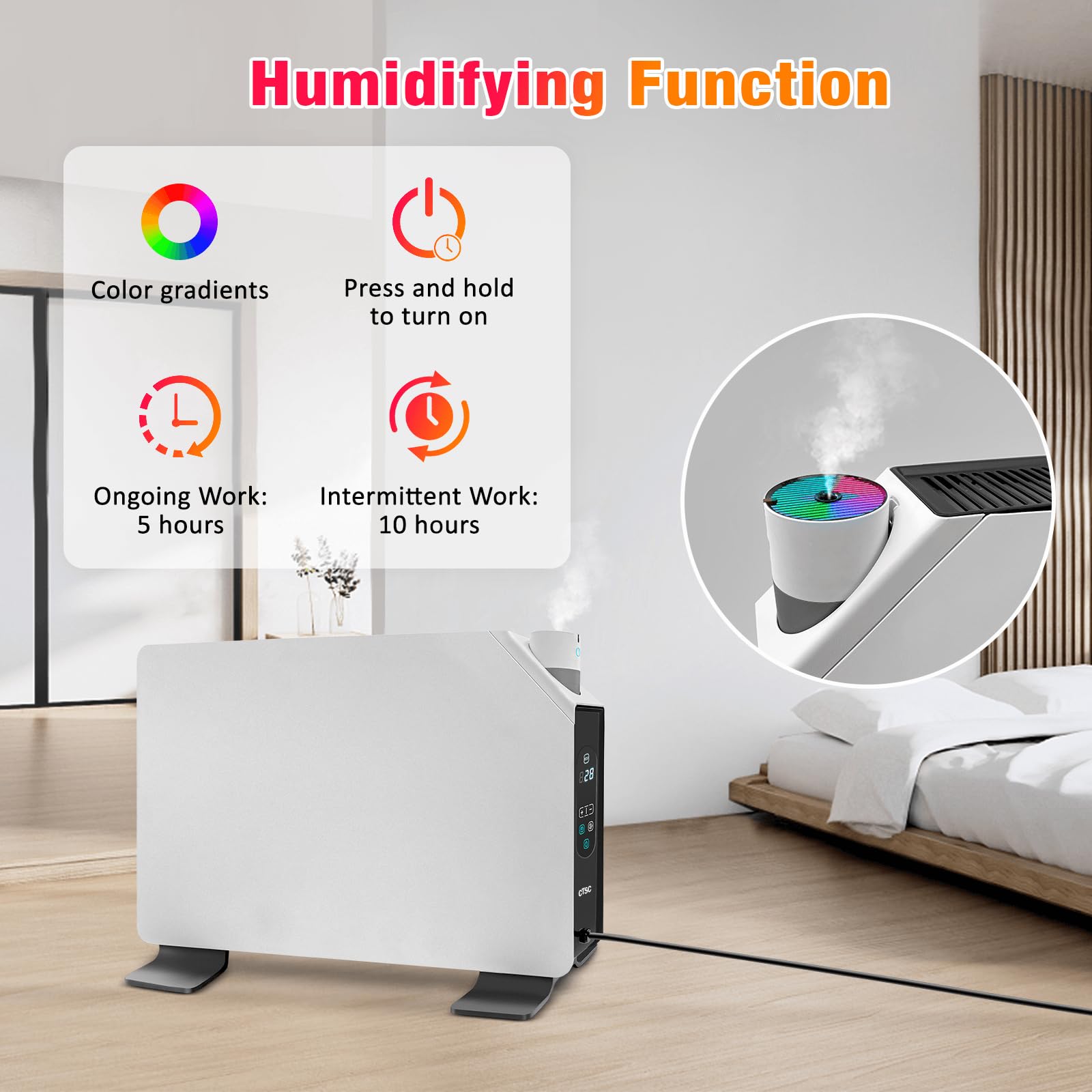 CTSC Convection Heater - Panel Heater - Space Heater Indoor Large Room - 750W/1500W Convection Panel Heater with Remote Control, Adjustable Thermostat, Freestanding/Wall Mount Large Room Heater