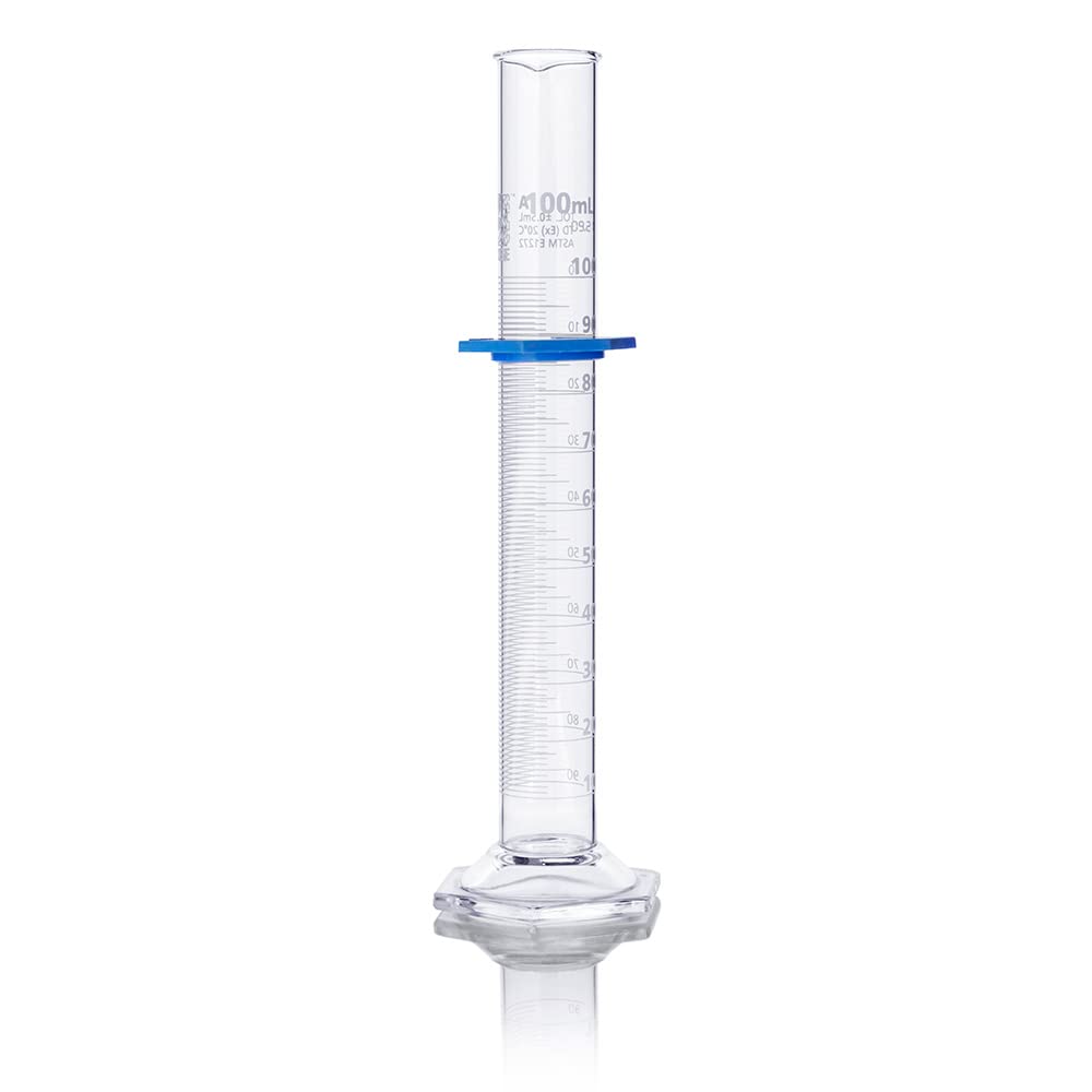 Graduated Cylinder, Globe Glass, 100mL, Class A, to Deliver (TD), Dual Grads, 3.3 Borosilicate Glass, ASTM E1272, 1/Box