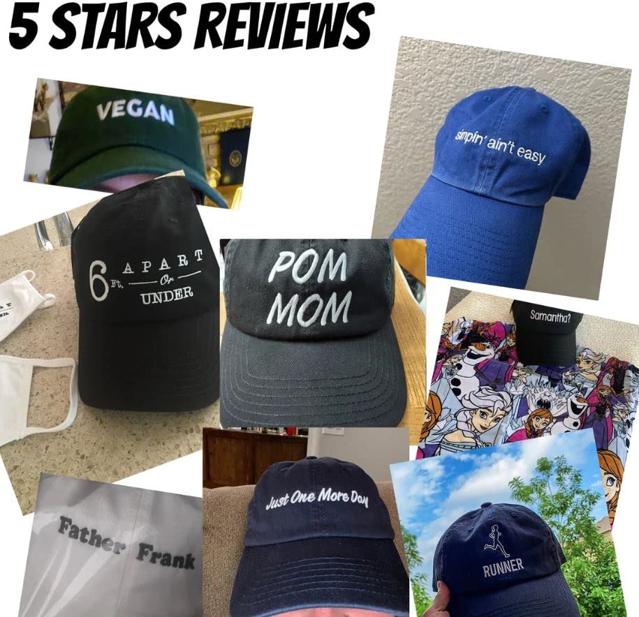 INK STITCH Unisex Vc300a Custom Stitching Logo Texts Monogrammed Cotton Baseball Caps (Black)