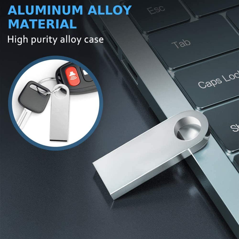 USB Flash Drive 64GB Waterproof Thumb Drive 64GB Metal USB 2.0 Memory Stick with Keychain for Computer/PC/Laptop Data Storage